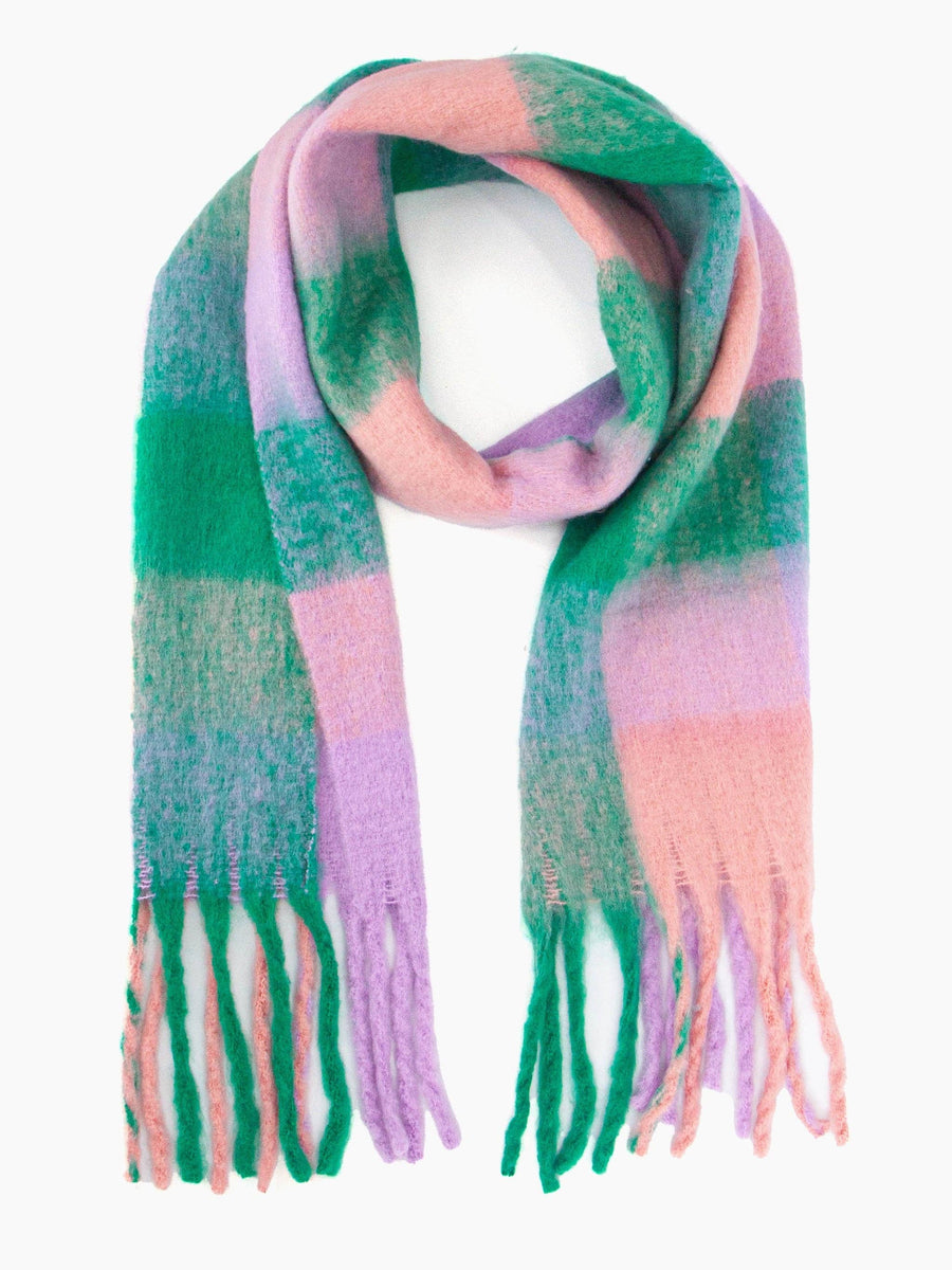 Thick Check Scarf Pink Green Lilac – Very Stylish Girl